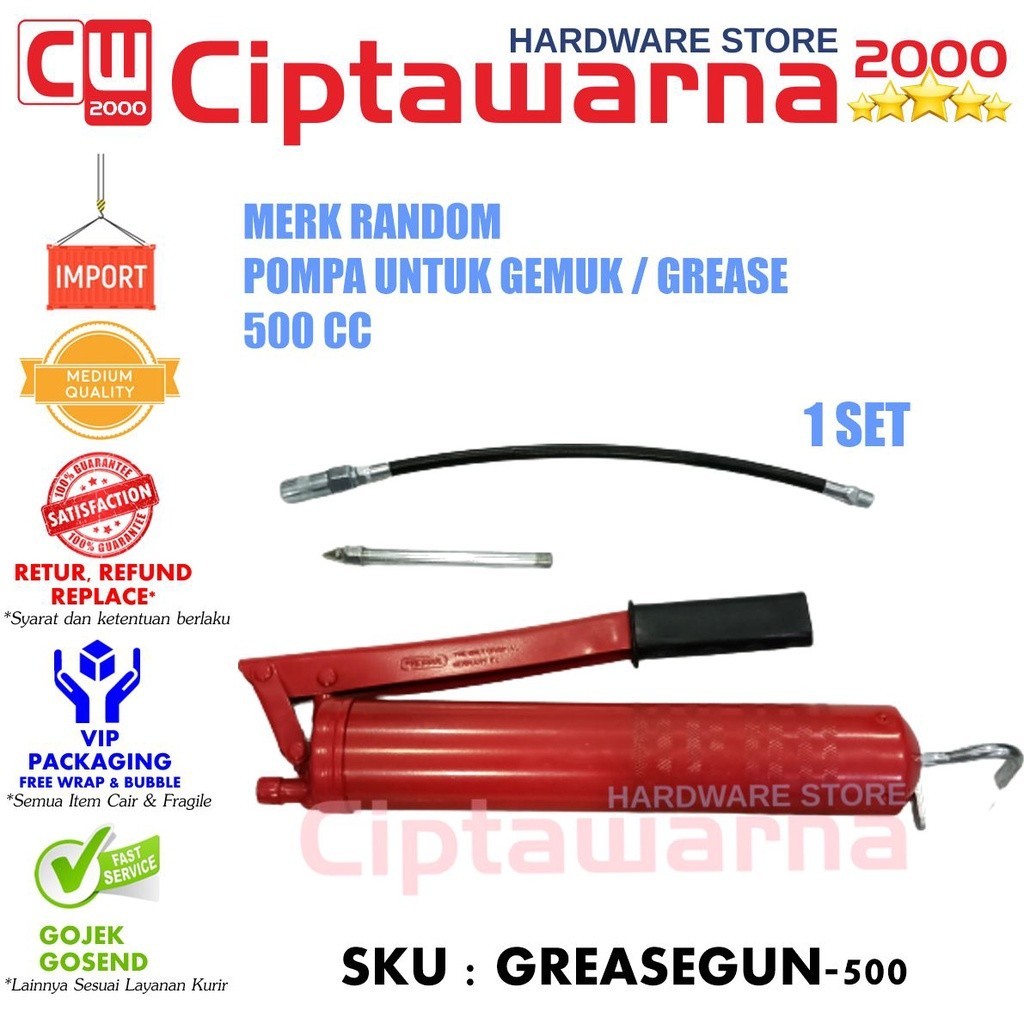 Jual Grease Gun 500 CC Pompa Gemuk Tangan manual Grease Pump 500CC ...