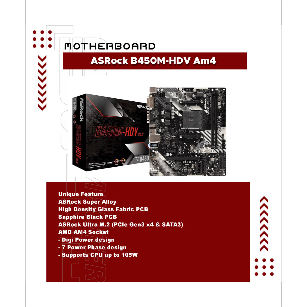 Jual ASRock B450M-HDV AM4 DDR4 USB 3.1 B450M | Shopee Indonesia