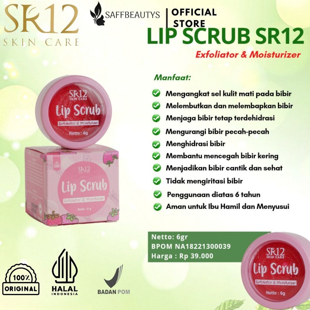 Jual Lip Scrub SR12 Exfoliator Bibir Mengangkat Sel Kulit Mati Pada ...