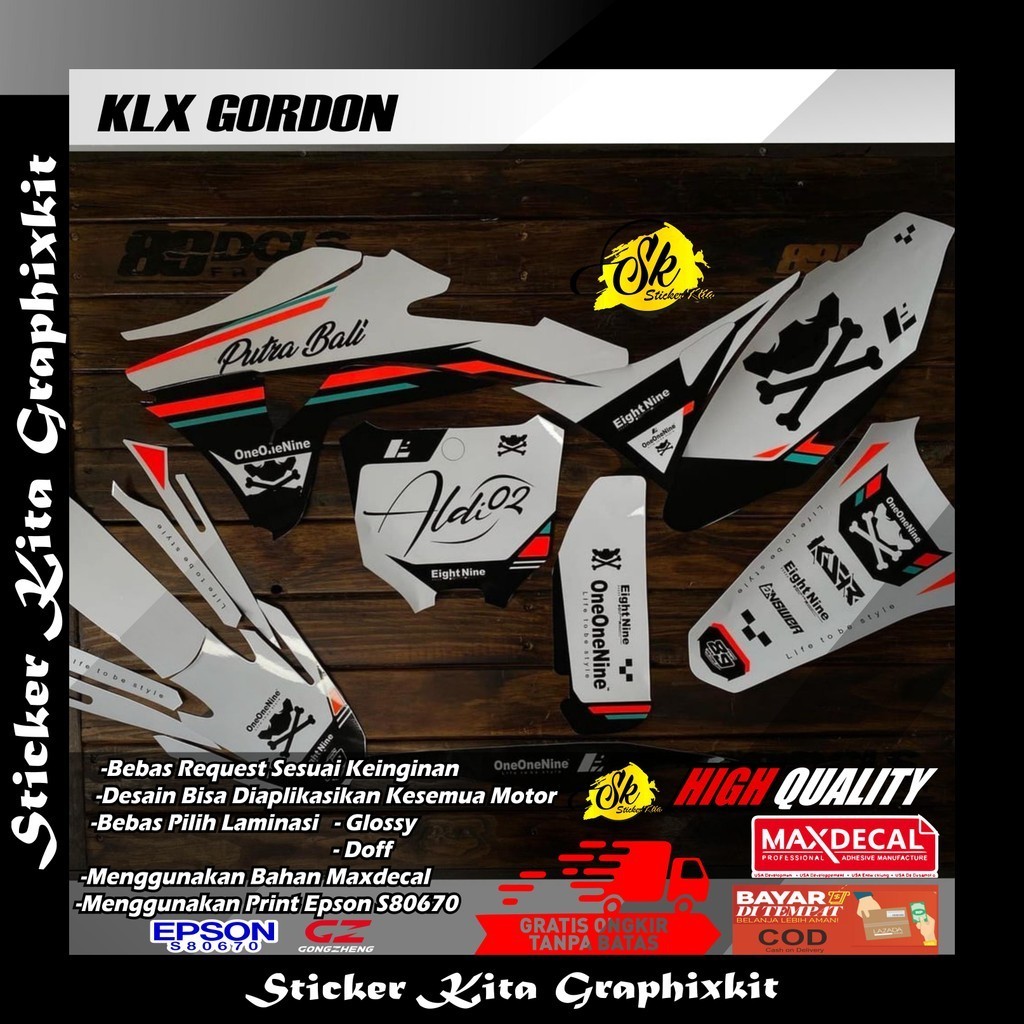 Jual 295 DECAL STICKER FULLBODY MOTOR KLX GORDON SIMPEL DESAIN MOTIF ...