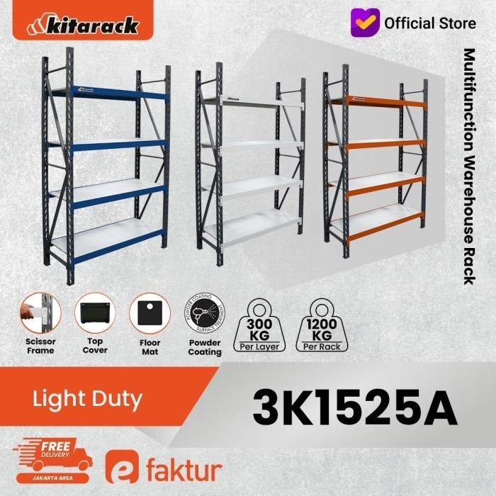 Jual Rak Gudang Besi 300kg 2.5 Meter Panjang 1.5M Rack Gudang 4 Susun ...