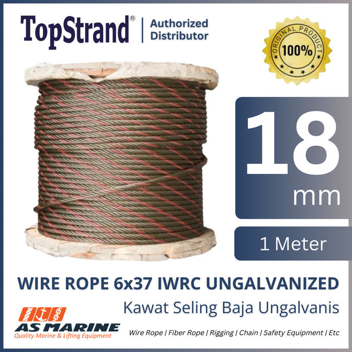 Jual Wire Rope / Kawat Seling Baja 6x37 IWRC Ungalvanized 18 mm 3/4 Inch TOPSTRAND - 1 Meter ...