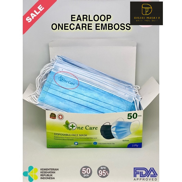 Jual Masker 3ply ONECARE EMBOS Earloop Kemenkes isi 50pcs Ready One ...