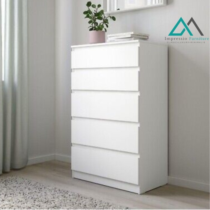 Jual chest drawer minimalis lemari laci 5 susun warna full putih ...