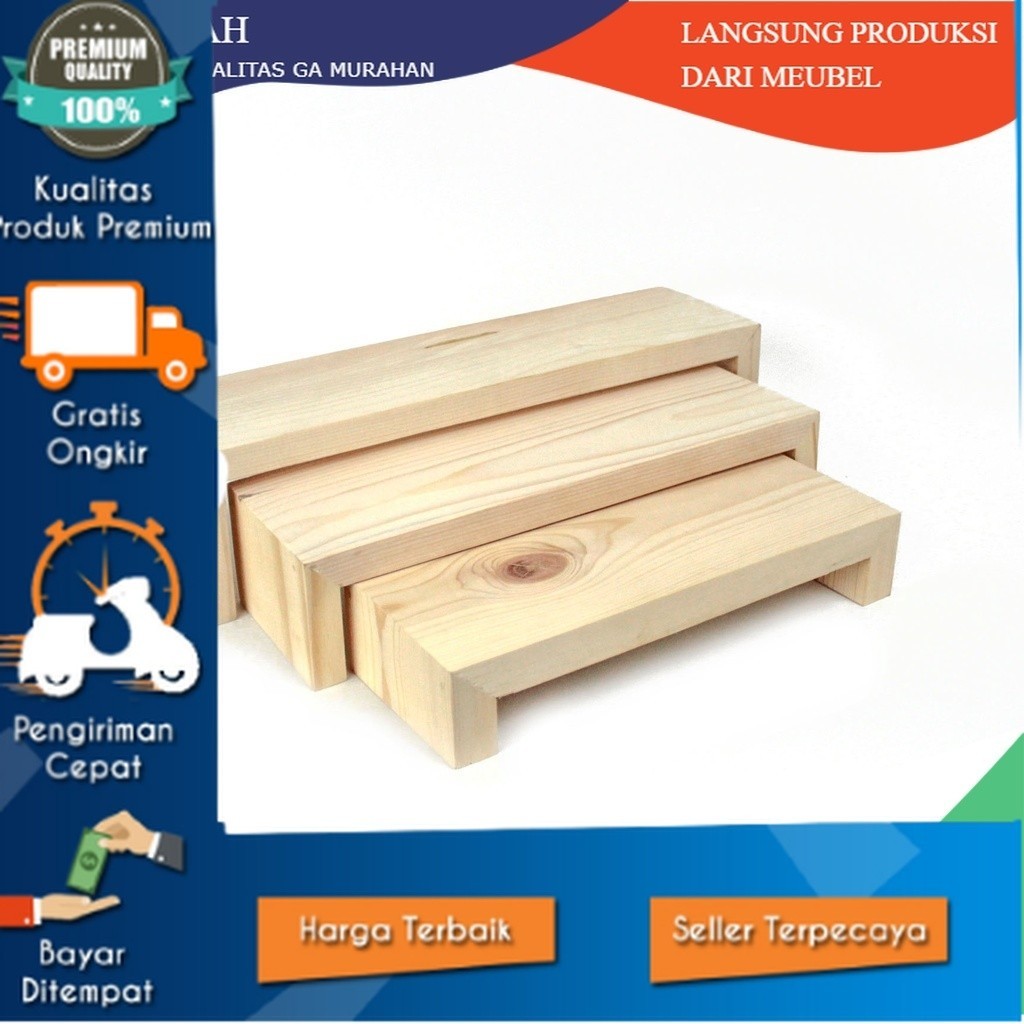 Jual Display Rak Susun Pajang produk Rak Tangga Kayu Pajangan (isi 3 ...