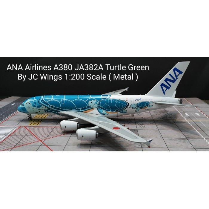 Jual DIECAST PESAWAT TERBANG ANA Airlines A380 JA382A Turtle Green By JC Wings 1:200 Skala ...