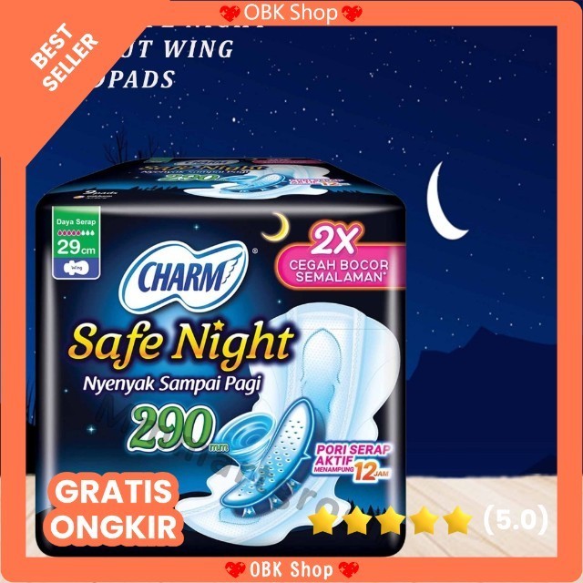 Jual CHARM Pembalut Safe Night 29cm Wing / Charm Safe Night Pembalut ...