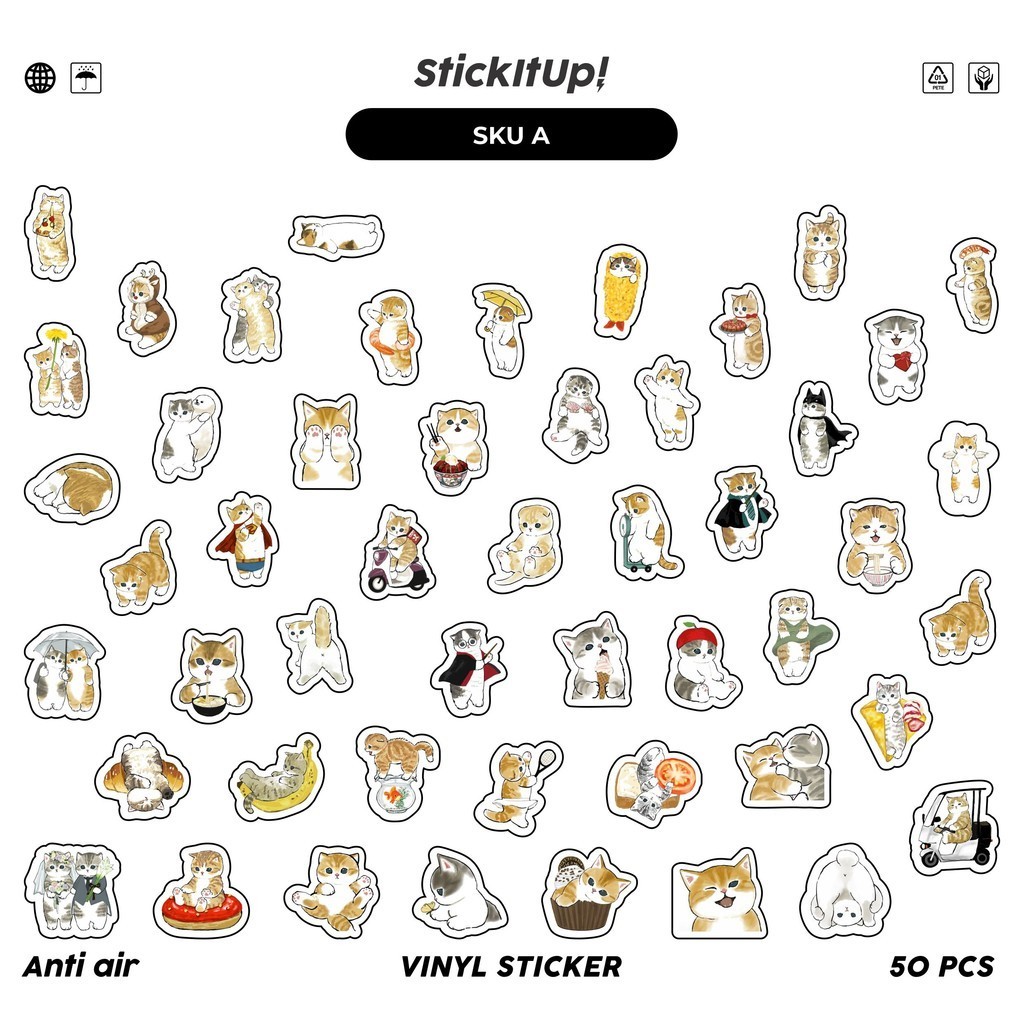 Jual COD 100 Pcs Stiker Pack Mofusand Kucing V4 Lucu Aesthetic Vynil ...