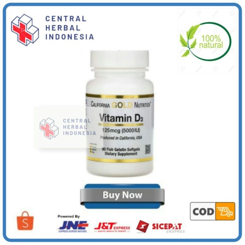Jual California Gold Nutrition Vitamin D3 125 mcg (5000 IU) 90 Fish ...