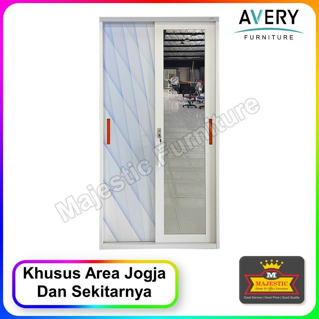 Jual Lemari Pakaian Besi Sliding 2 Pintu Cermin - Avery HM 900 SL- Jogja HARGA GROSIR PEMBELIAN ...
