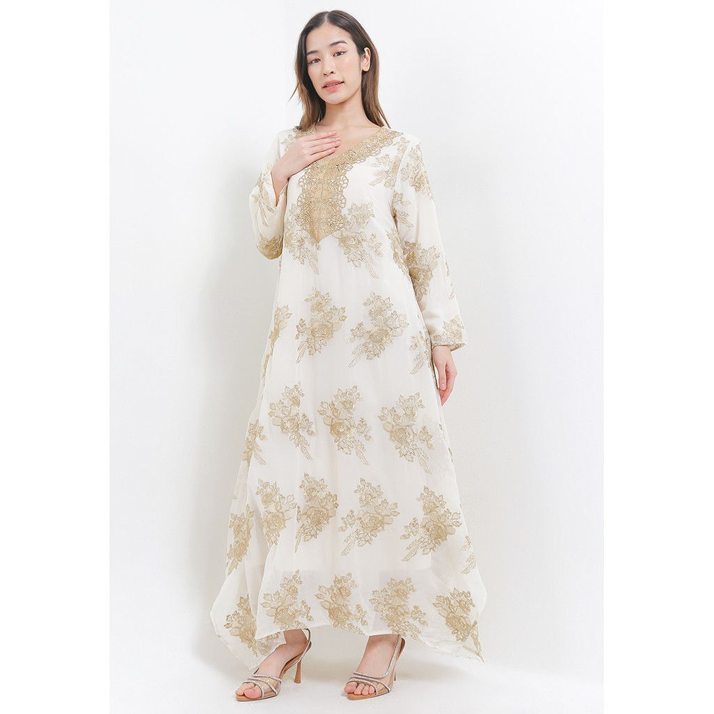 Jual CHIC SIMPLE GOLD CROCHET LACE & EMB MAXI DRESS WANITA CANTIK ...