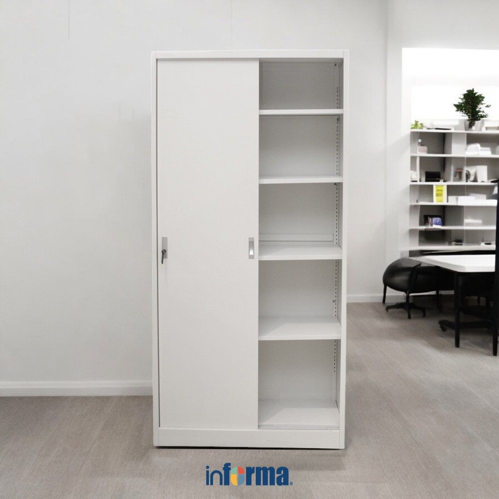 Jual Informa Lemari Arsip Kantor Metal Pintu Geser - Putih File Cabinet ...