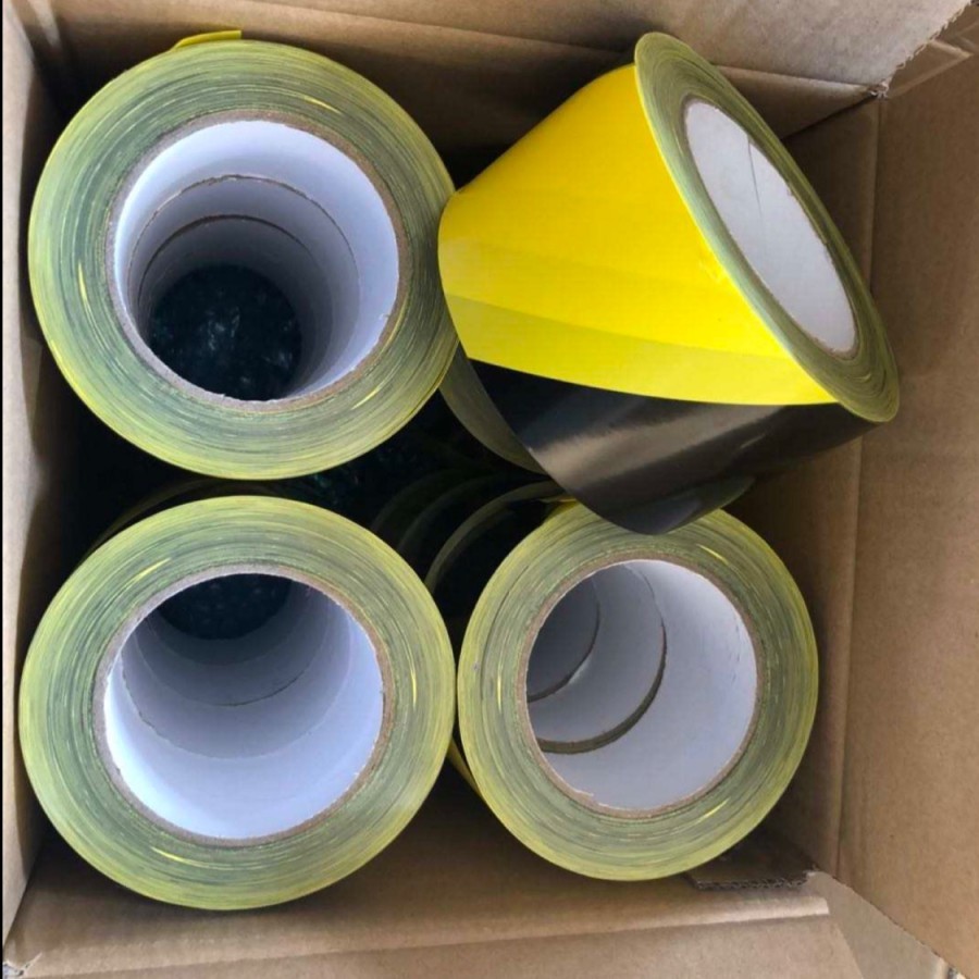 Jual Police Line Kuning Hitam / Garis Polisi Tanpa Lem 2 inch x 300 ...