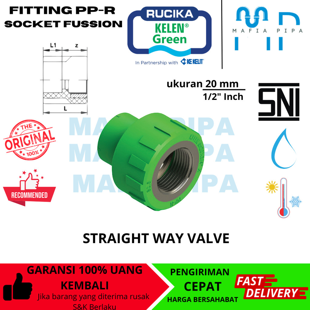 Jual Fitting PPR Female Thread Joint 20 mm x 1/2" | SDD PPR 20 mm x 1/2 ...
