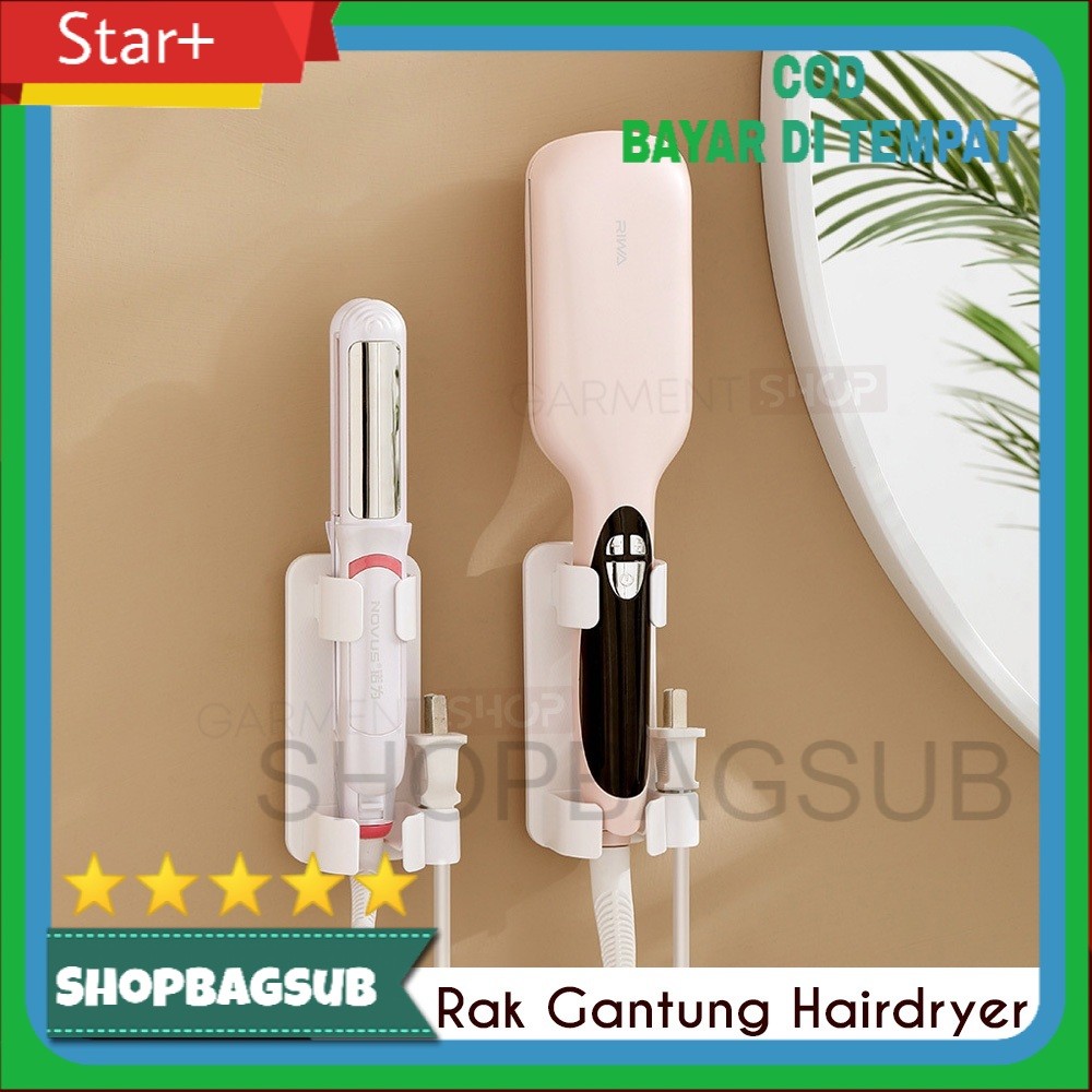 Jual Rak Gantung Tempat Catokan Hair Dryer Shaver Tempel Dinding Kabinet Kamar Mandi Hook ...
