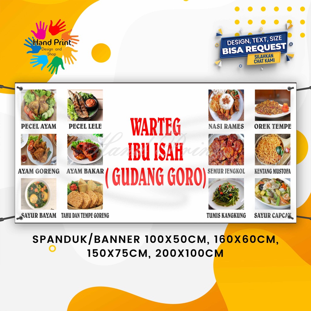 Jual Cetak Spanduk Banner Jualan Makanan Warteg Warung Makan Putih MMT ...