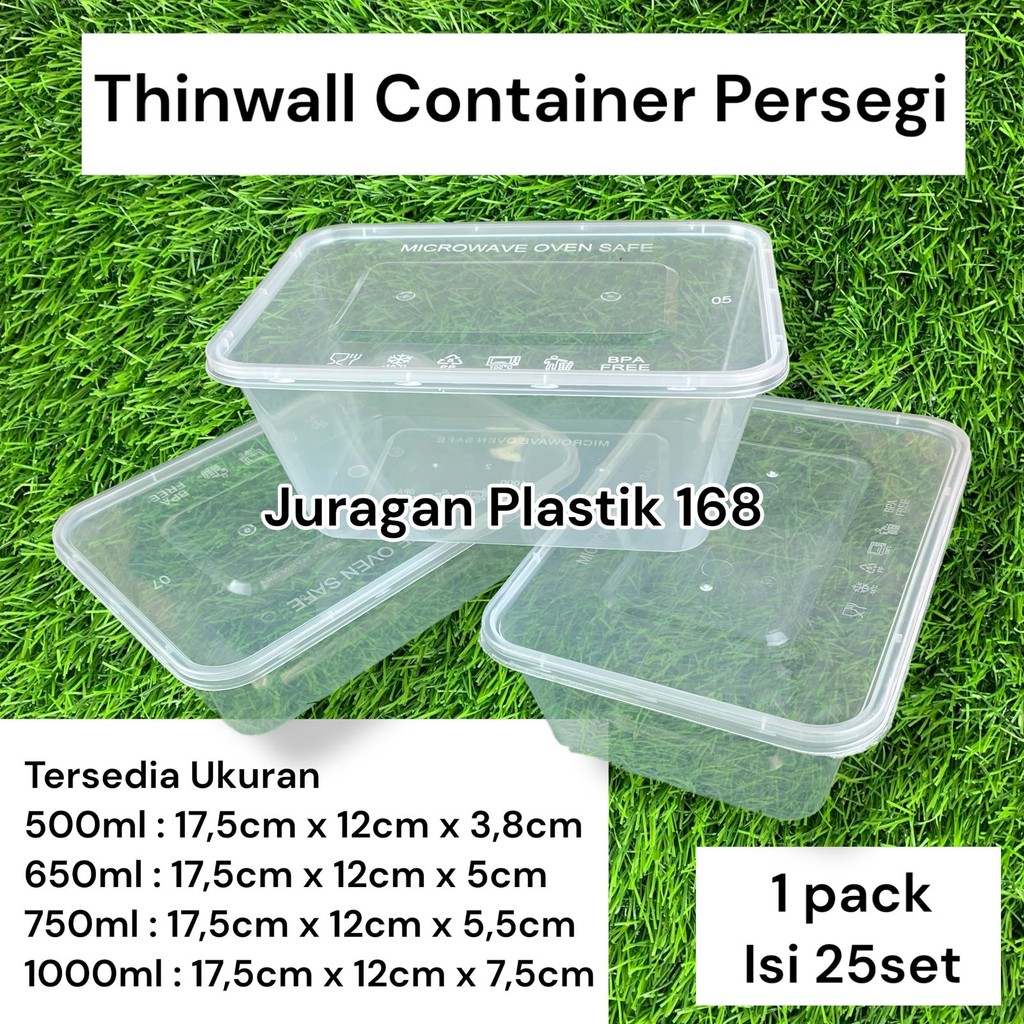 Jual Thinwall Rectangle - Isi 25Pcs / Kotak Persegi Panjang 500ml 650ml 750ml 1000ml | Shopee ...