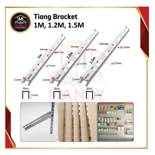 Jual Tiang Braket Tiang Bracket Rel Braket 1 M / 1.2 M / 1.5 M ...
