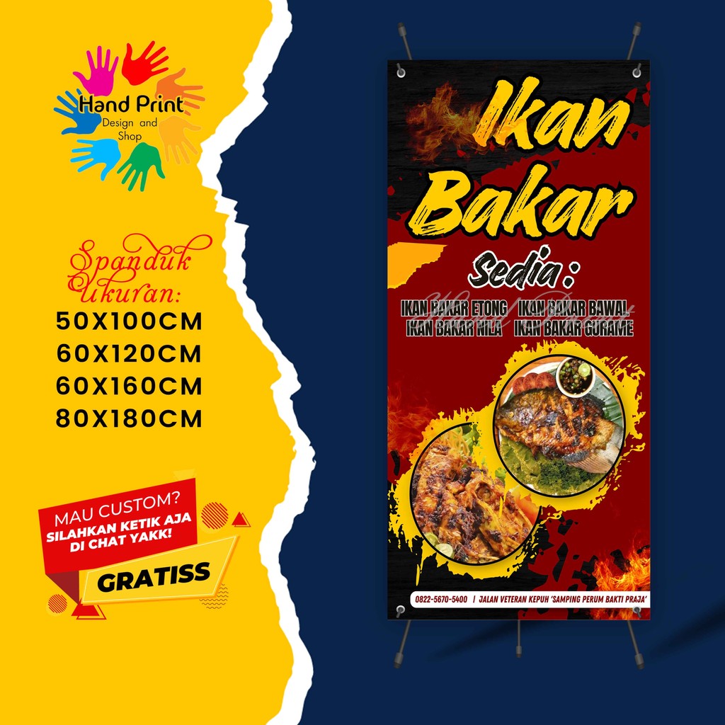 Jual Cetak Spanduk Banner Ikan Bakar Mantap MMT Spanduk Custom 60x160 ...