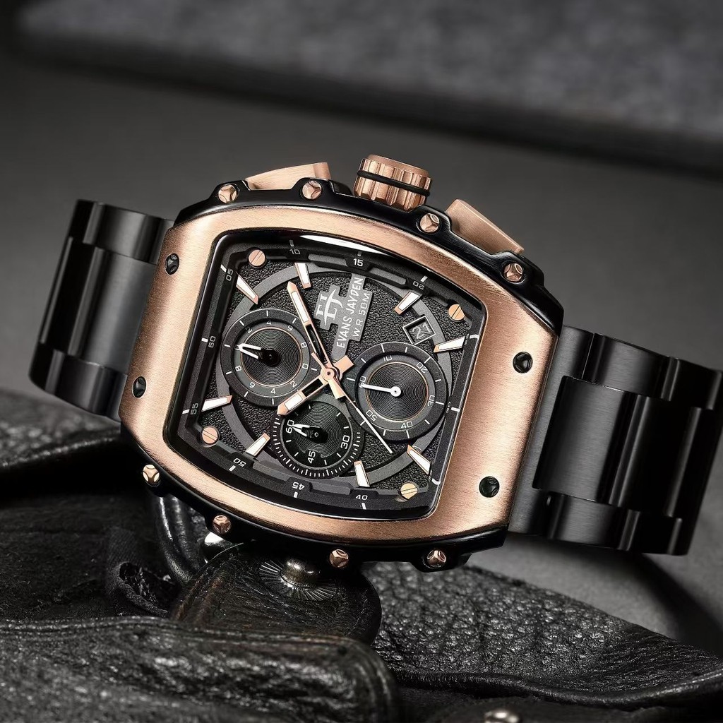 Jual Evans Jayden Jam Tangan Pria 9599 Rantai Stainless Steel Chrono ...