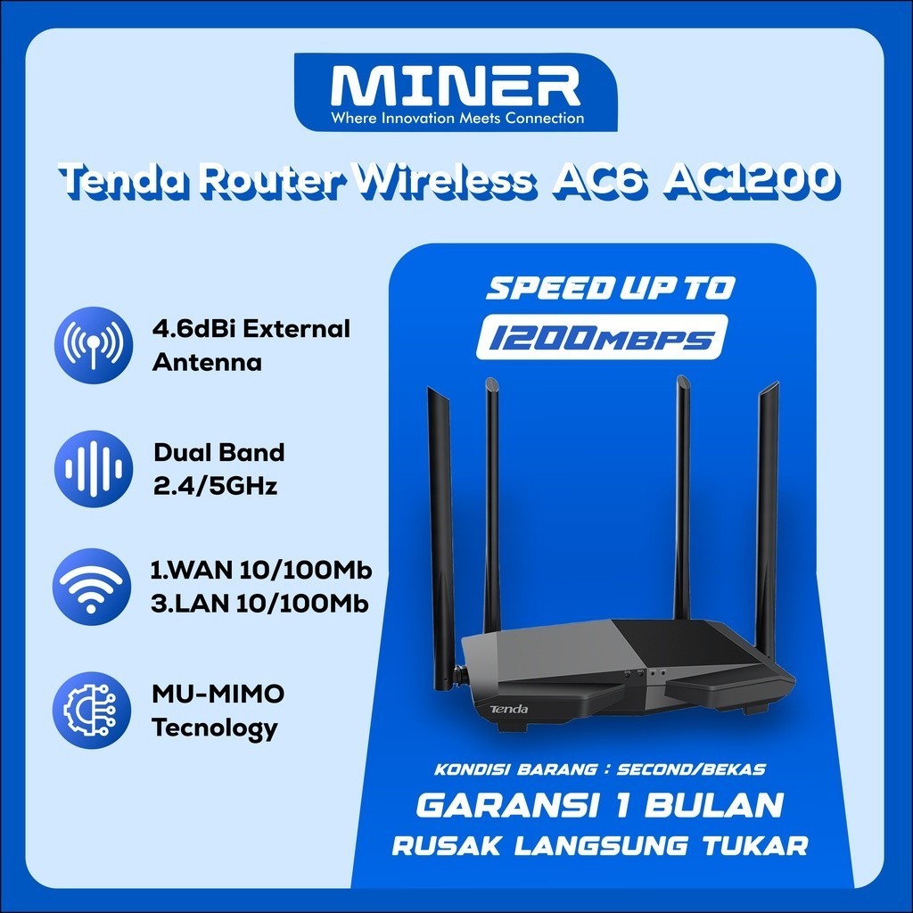 Jual Tenda AC6/AC7 AC1200 Router Wireless Smart Dual Band 4 Antena ...