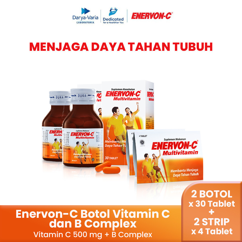 Jual [BUNDLE] Enervon-C Botol Vitamin C dan B Complex (2 Botol x 30 ...