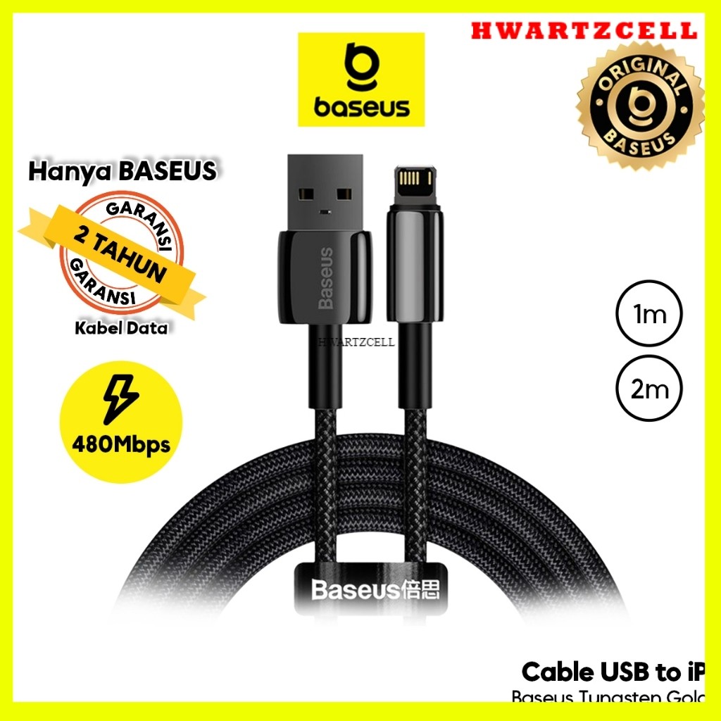 Jual Baseus Office Kabel Data Tungsten Gold USB to Lighting iP 2.4A 1m ...