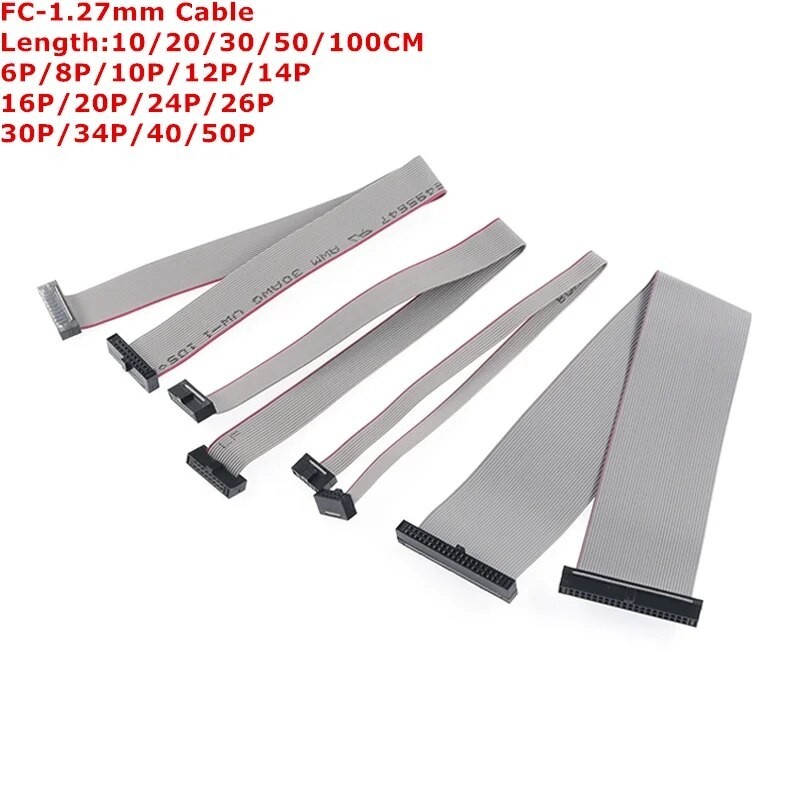 Jual 1Pcs FC 1.27mm Pitch Gray Flat Ribbon Data Cable IDC Double Ends Same Direction 6P/10/14/16 ...