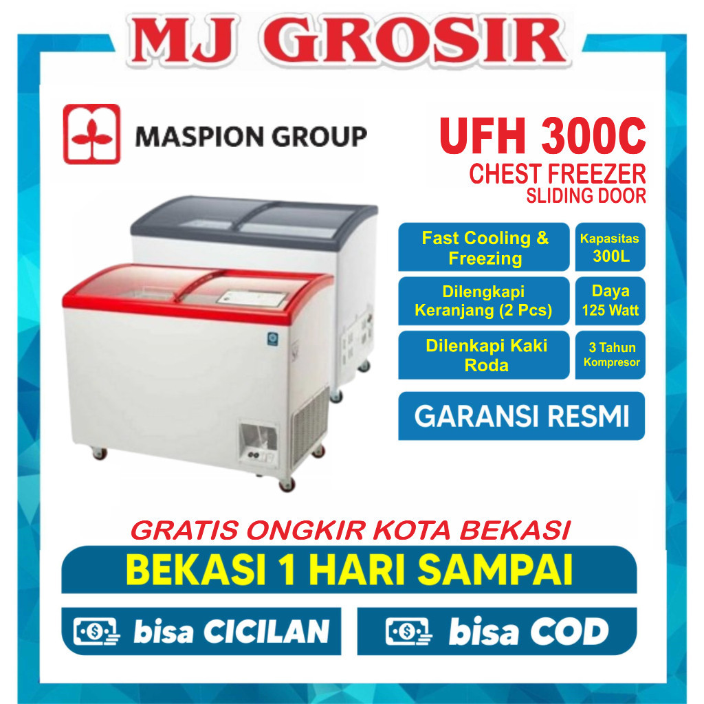 Jual MASPION UFH 300 C CHEST FREEZER BOX 300 LITER LEMARI PEMBEKU ...