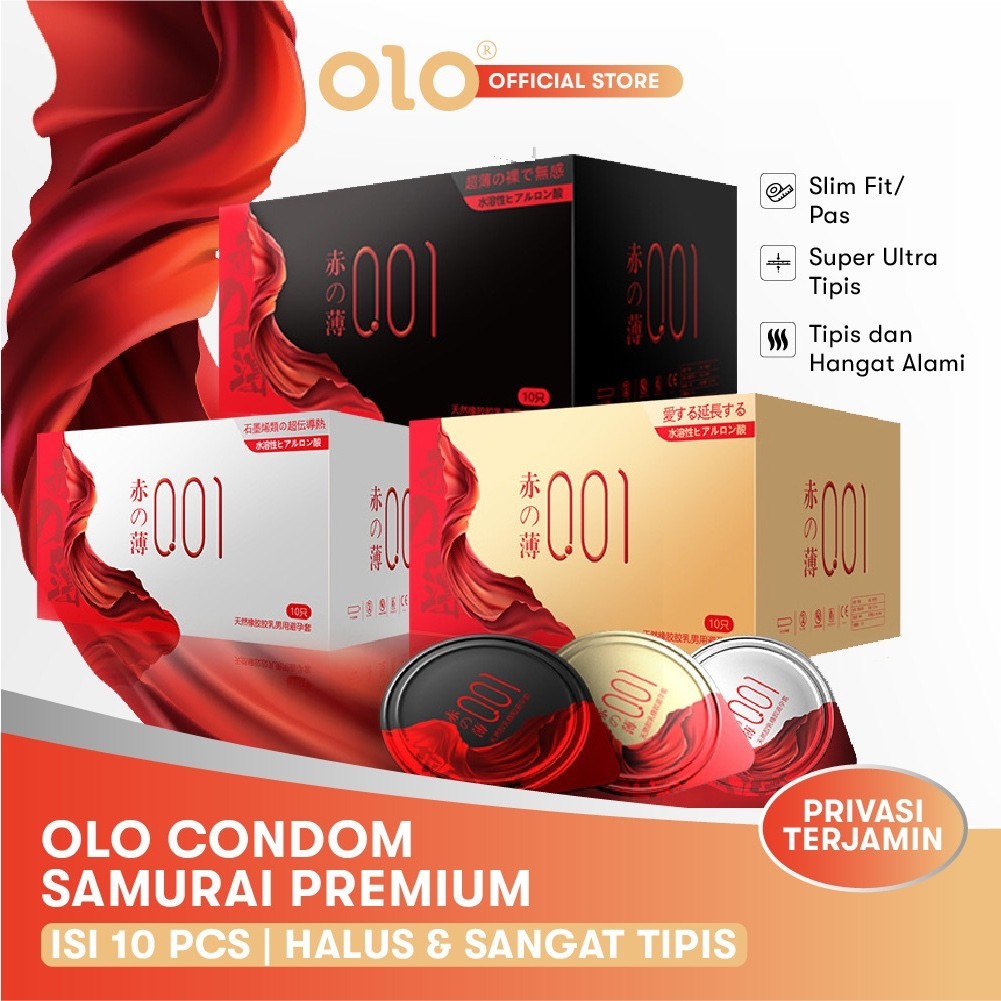 Jual Kondom OLO 001 Samurai Series Varian Hitam/Putih/Emas 1 Box Isi 10 Pcs Paling Tipis Premium ...