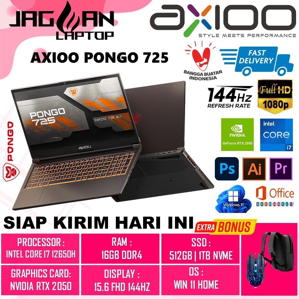 Jual Laptop Gaming Murah Terlaris AXIOO PONGO 725 INTEL I7 12650H 16GB ...
