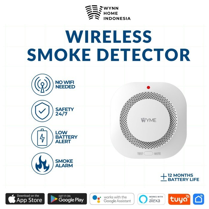 Jual WYME Wireless Smoke Detector - no wifi required | Shopee Indonesia