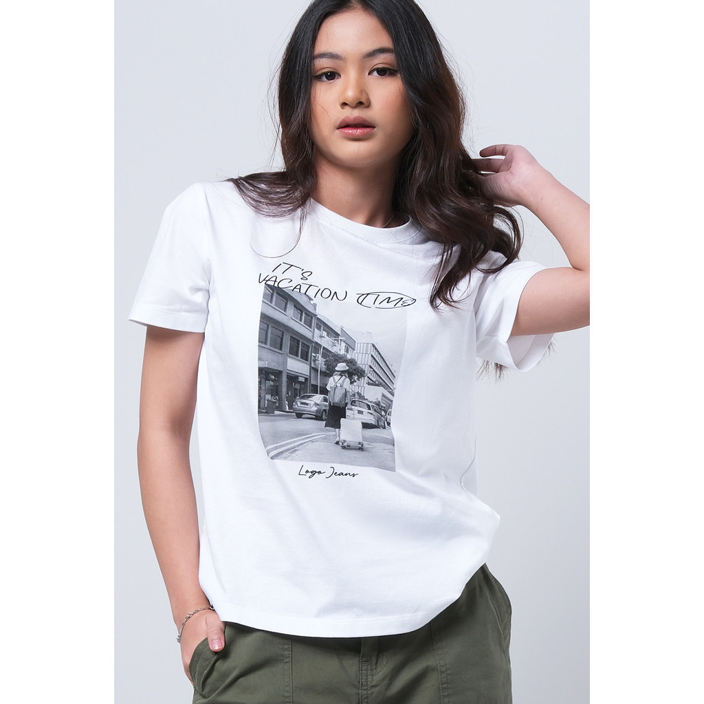 Jual Logo Jeans Kaos Wanita Violet Offwhite Basic 12842L4OW | Shopee Indonesia