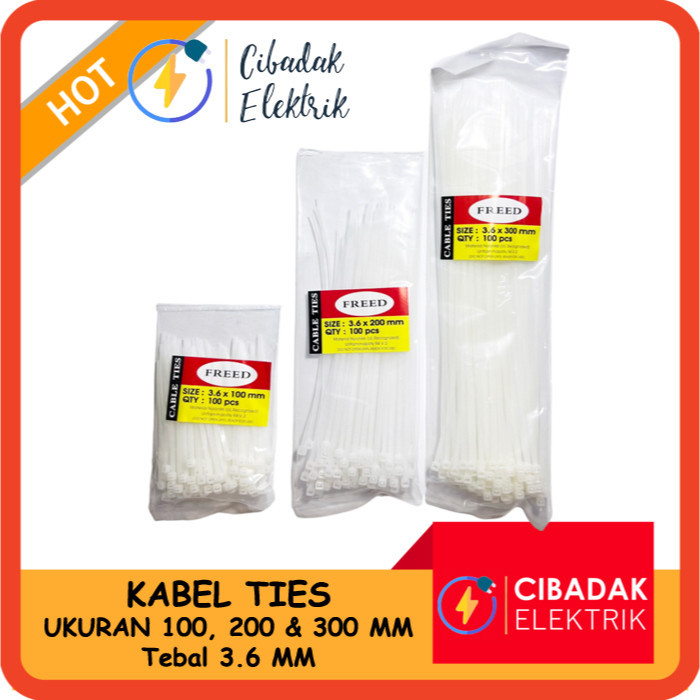 Jual Kabel Tis / Kabel Ties / Cable Ties Nylon Tebal 3.6 x 100 / 200 / 300 mm MERK FREED ...