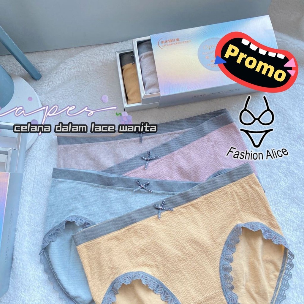 Jual Celana dalam wanita motif renda ,Perbatasan renda {Set Kotak 4pcs} Celana dalam antibakteri ...