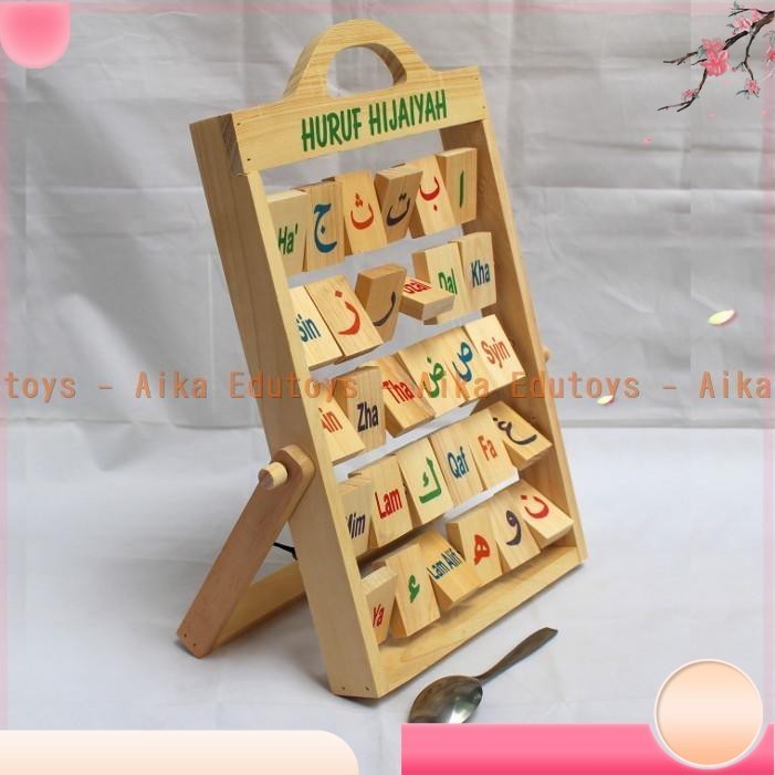 Jual Mainan Edukasi Papan Hijaiyah Jumbo Berdiri Kayu Pinus Huruf Arab ...