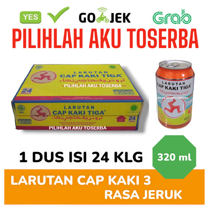 Jual Larutan Penyegar CAP KAKI 3 Rasa JERUK KALENG 320 ml - ( HARGA 1 DUS ISI 24 kaleng ...
