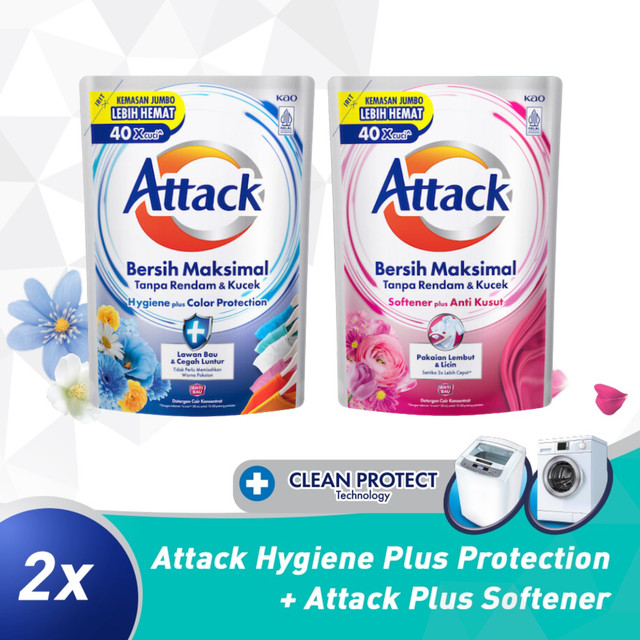 Jual Attack Hygiene Plus Protection + Attack Plus Softener - Deterjen Cair Semua Jenis Mesin ...