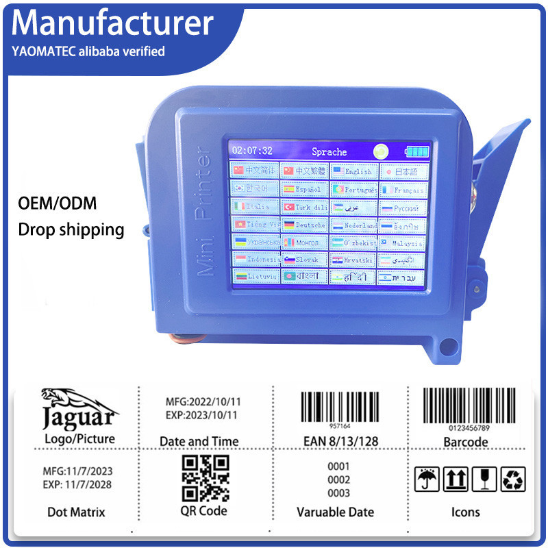 Jual YAOMATEC mini portable printer QR Bar Batch Code Date Logo Expiry Label Portable Handheld ...