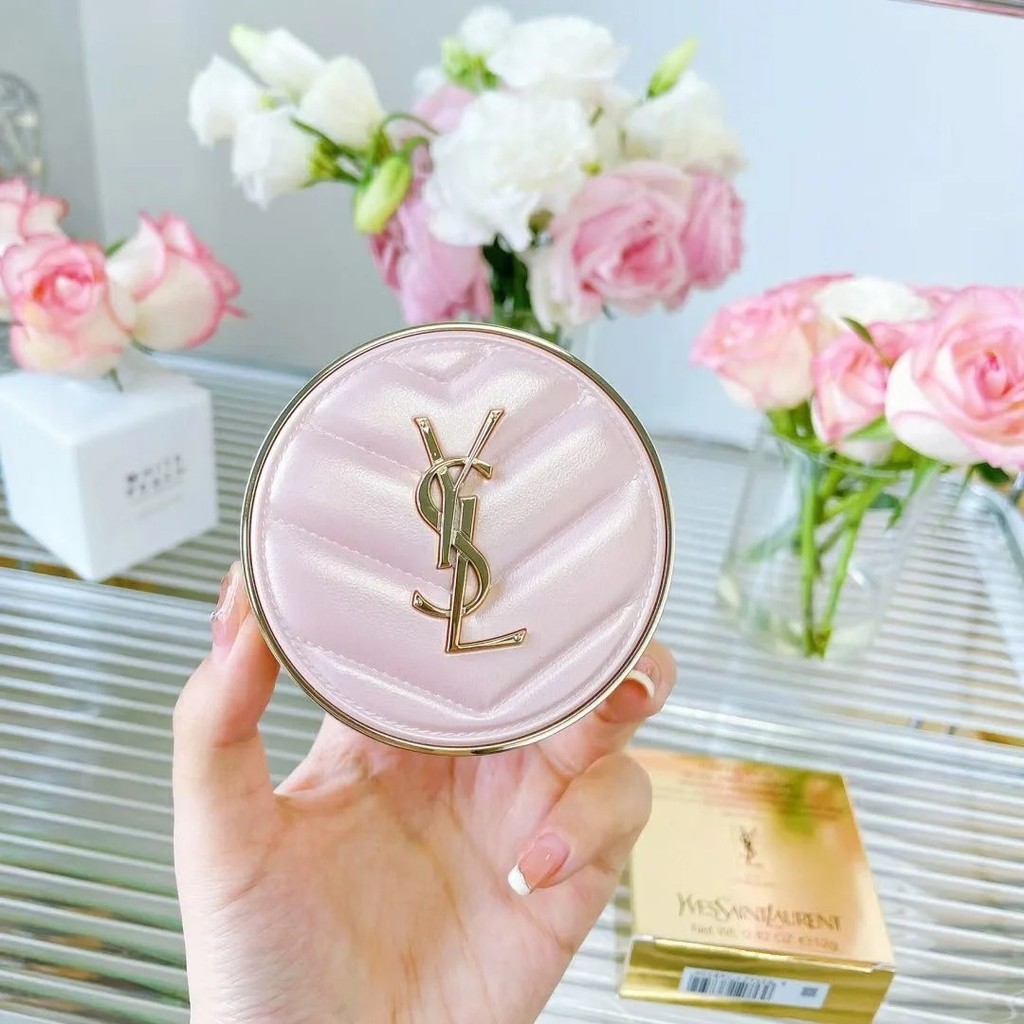 Jual YSL Saint Laurent Cushion Leather Feather Foundation Pink Black ...