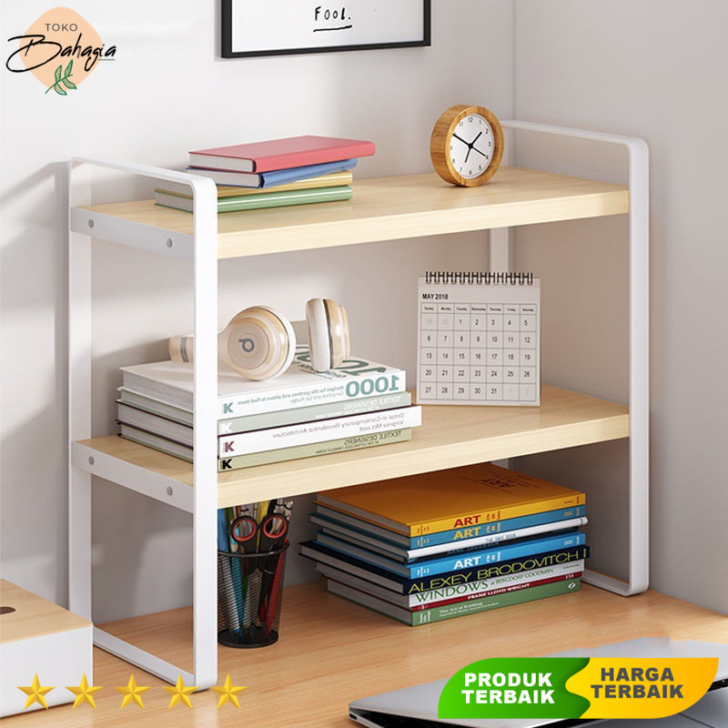 Jual Rak Buku Minimalis DIY Table Bookshelf Organizer Double Layer ...