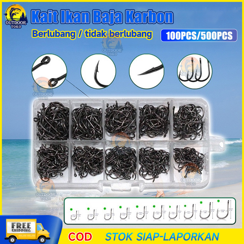 Jual 100pcs/500pcs Kail Pancing Bahan Baja Karbon Kuat Untuk Air Tawar ...