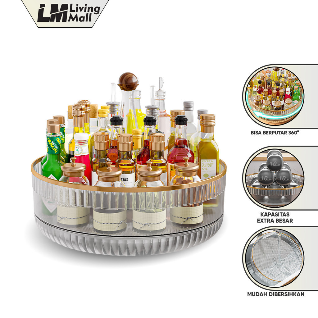 Jual LIVING MALL Rak Bumbu Putar Transparan / Rak Buah / Snack Putar ...