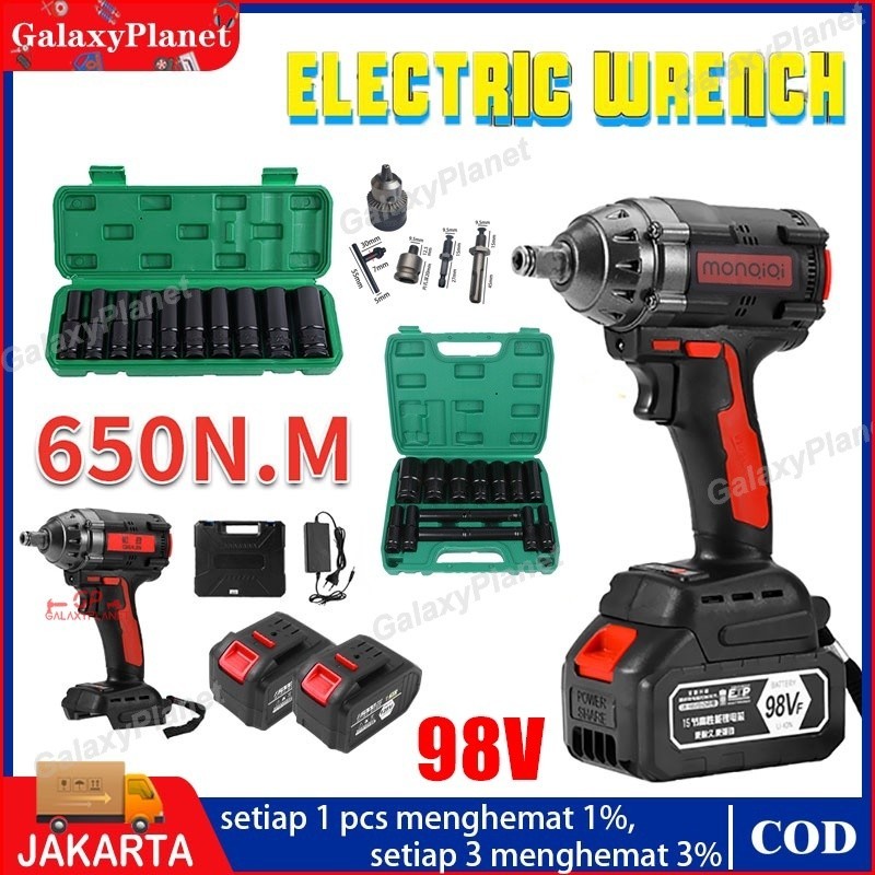 Jual 98V Cordless Impact Wrench - Mesin Impact Wrench Baterai Charger Pembuka Baut Buka Baut ...