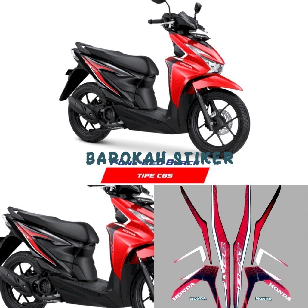 Jual Striping stiker polet list motor honda beat fi 2024 2025 merah ...