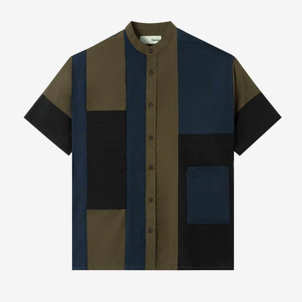 Jual DUHA Baju Muslim Patchwork Lengan Pendek - Ward - Black Olive ...