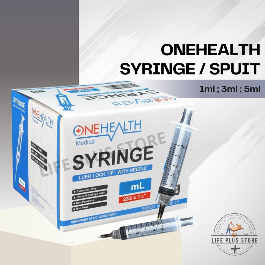 Jual OneHealth Spuit + Jarum Per Box isi 100 Pcs Syringe Suntikan Alat ...