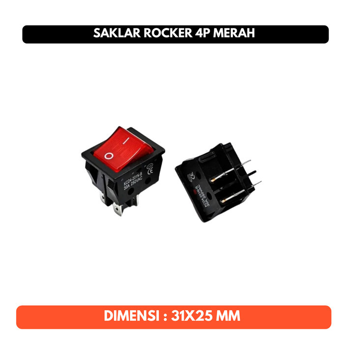 Jual Saklar Power On Off 31 mm x 25 31mm x 25mm mm Rocker Switch dengan ...