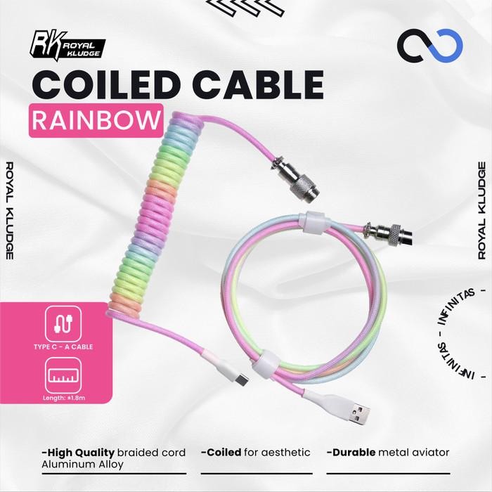 Jual Royal Kludge Rainbow / Pelangi Aviator Coiled Cable / Kabel Keyboard USB C | Shopee Indonesia