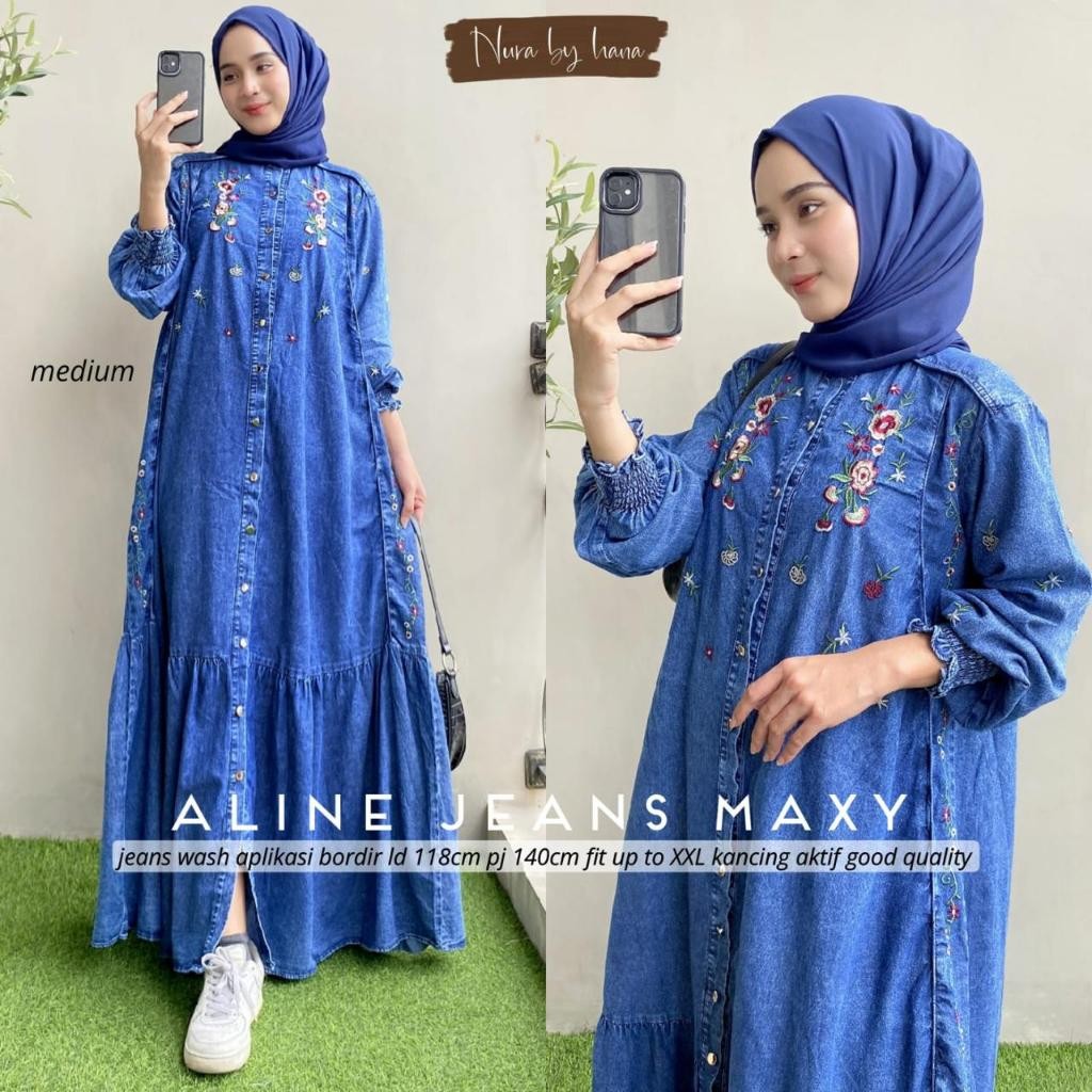 Jual 0403 ALINE JEANS MAXY by NuRa // ONESTUFF | Shopee Indonesia